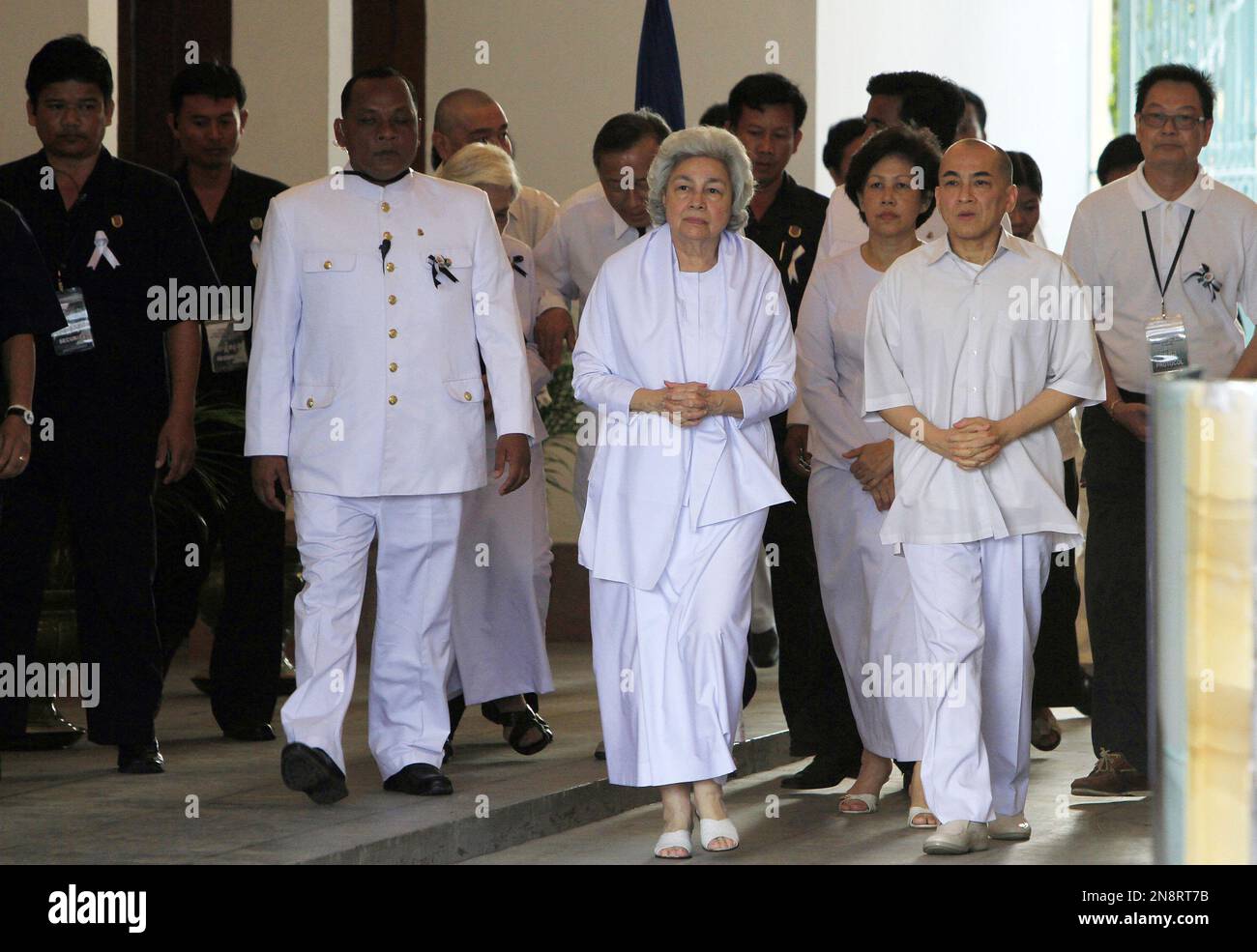 Cambodia's King Norodom Sihamoni, second from right, walks with his ...