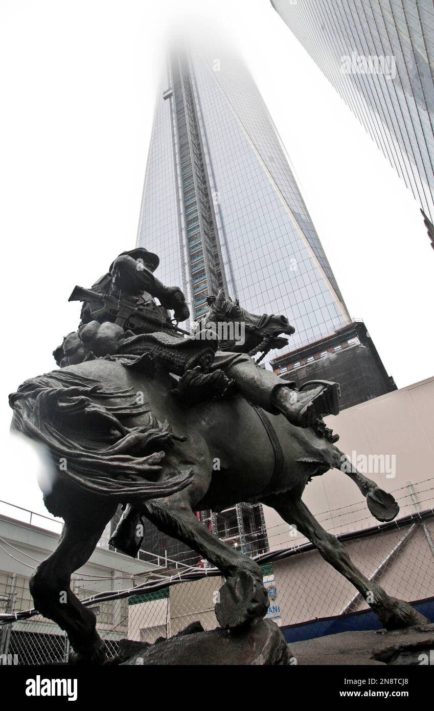 The "Horse Soldier" statue is unveiled during a rededication ceremony ...