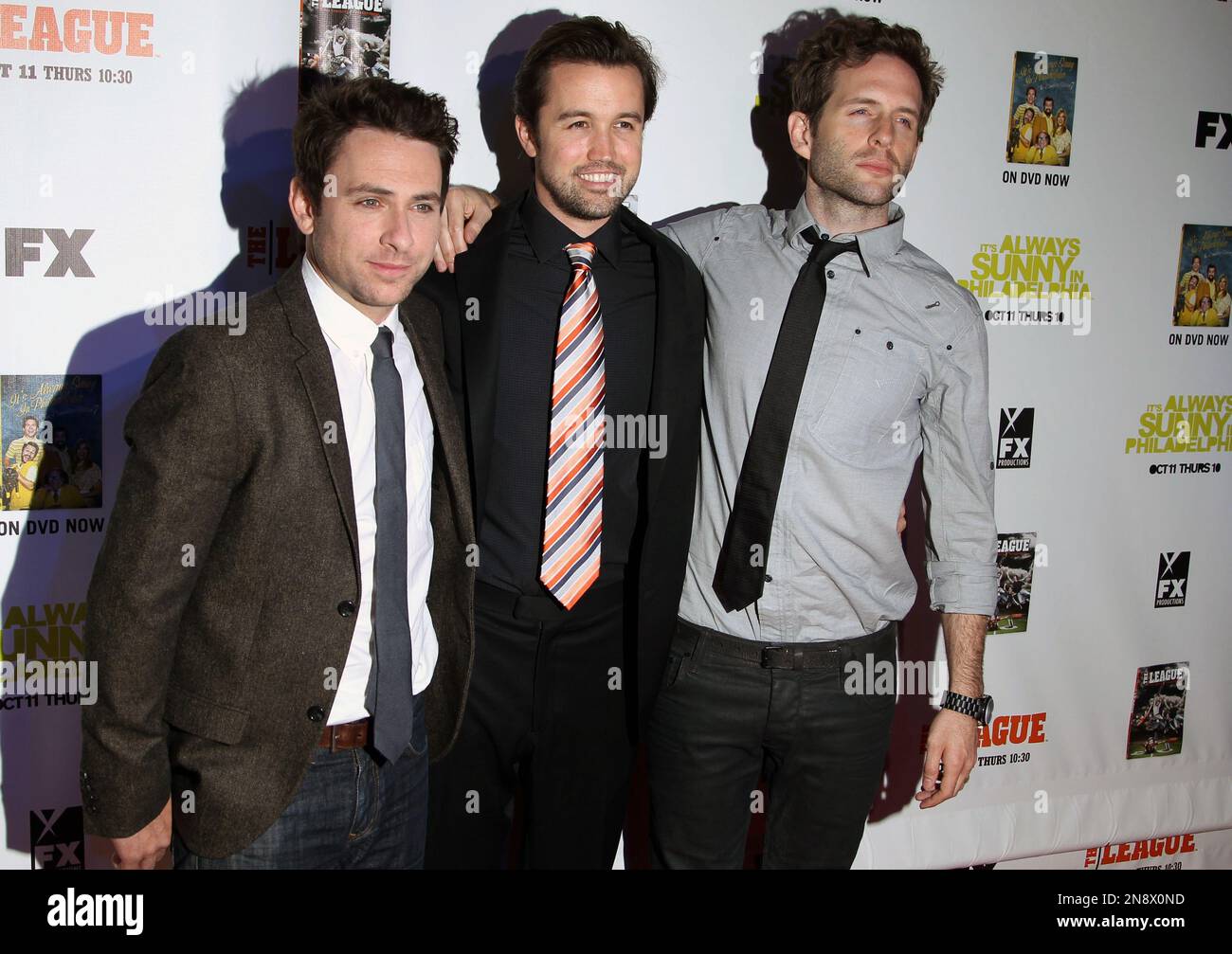Actors Charlie Day, left, Rob McElhenney, center, and Glenn Howerton ...