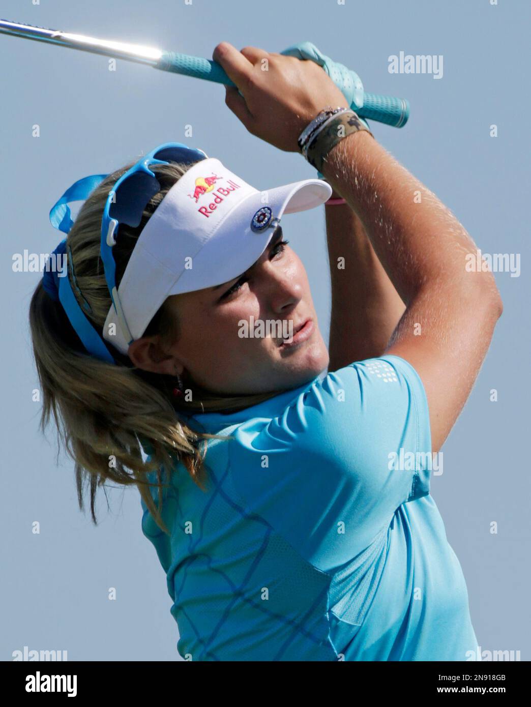 Lexi Thompson watches her tee shot from the second hole during final ...