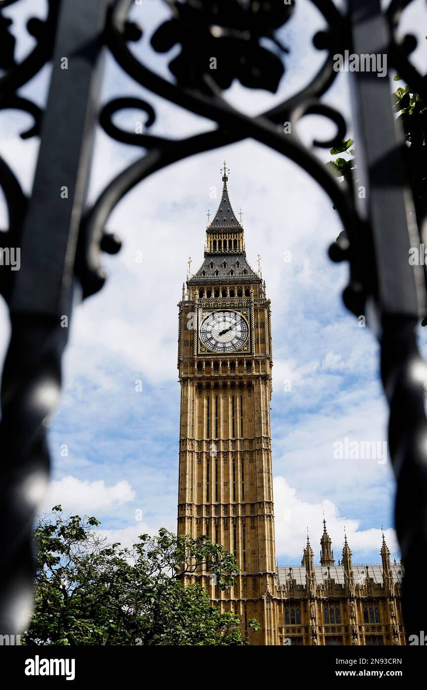 The 315-foot (96-meter)-high clock tower which houses the Big Ben bell ...