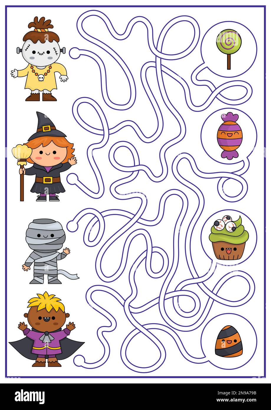 Halloween-Labyrinth für Kinder. Herbstferien Vorschule druckbare ...