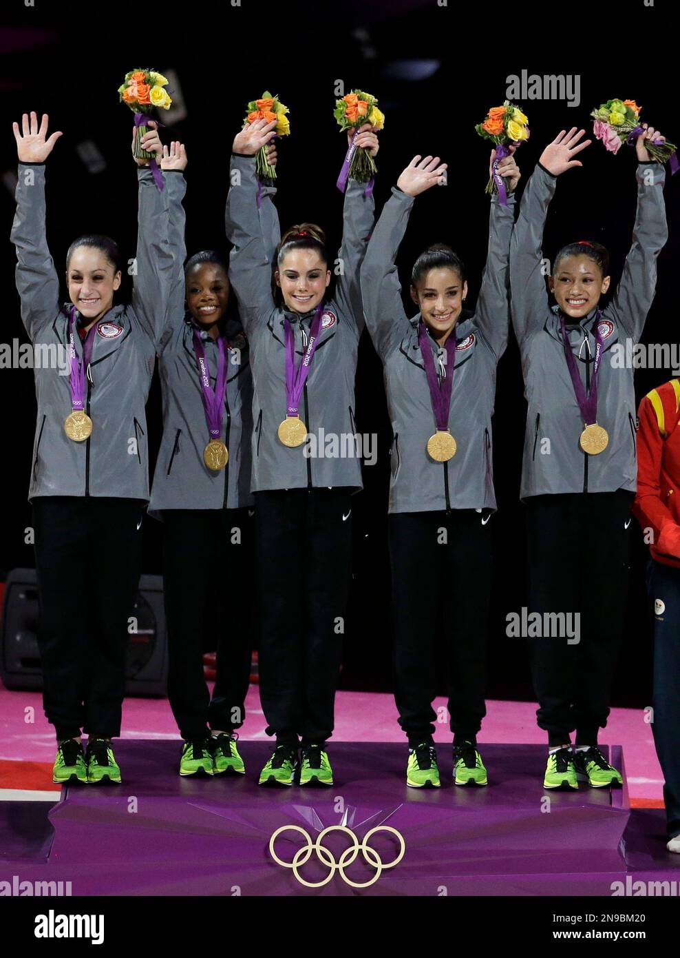 U.S. gymnasts, left to right, Jordyn Wieber, Gabrielle Douglas, McKayla ...