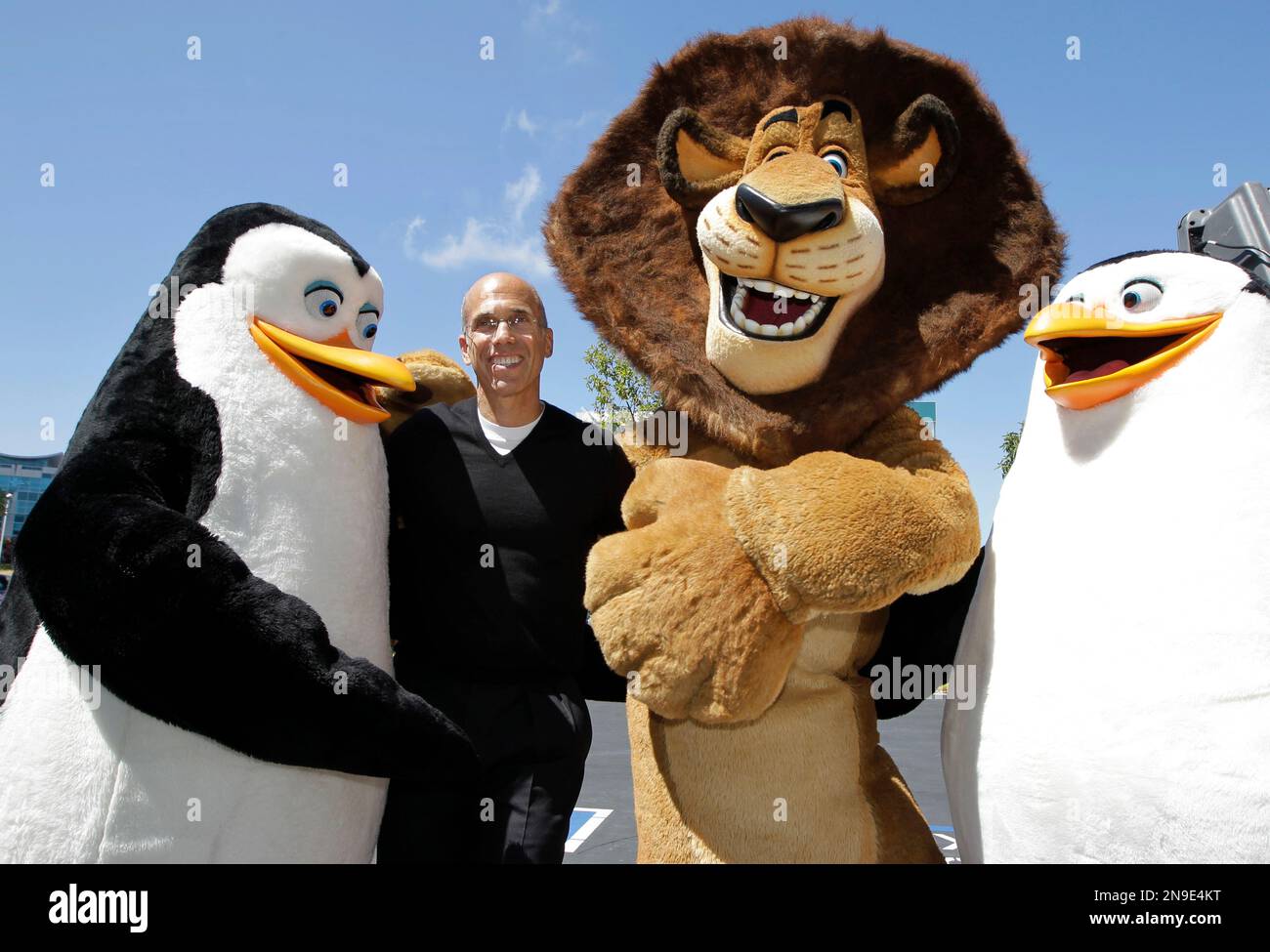 DreamWorks Animation CEO Jeffrey Katzenberg, center right, plays with ...