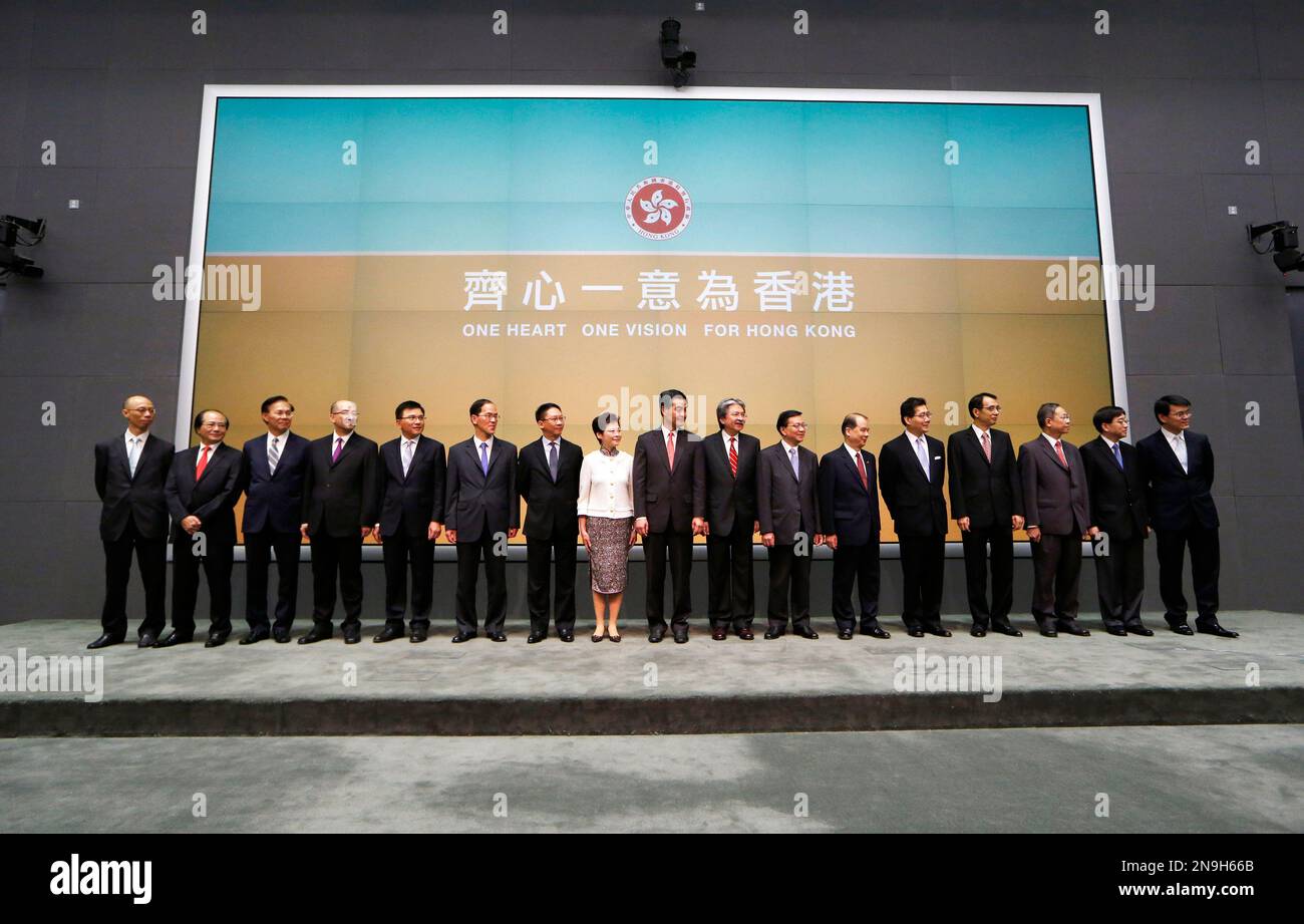 The Hong Kong's new cabinet, from left, Secretary for the Environment ...