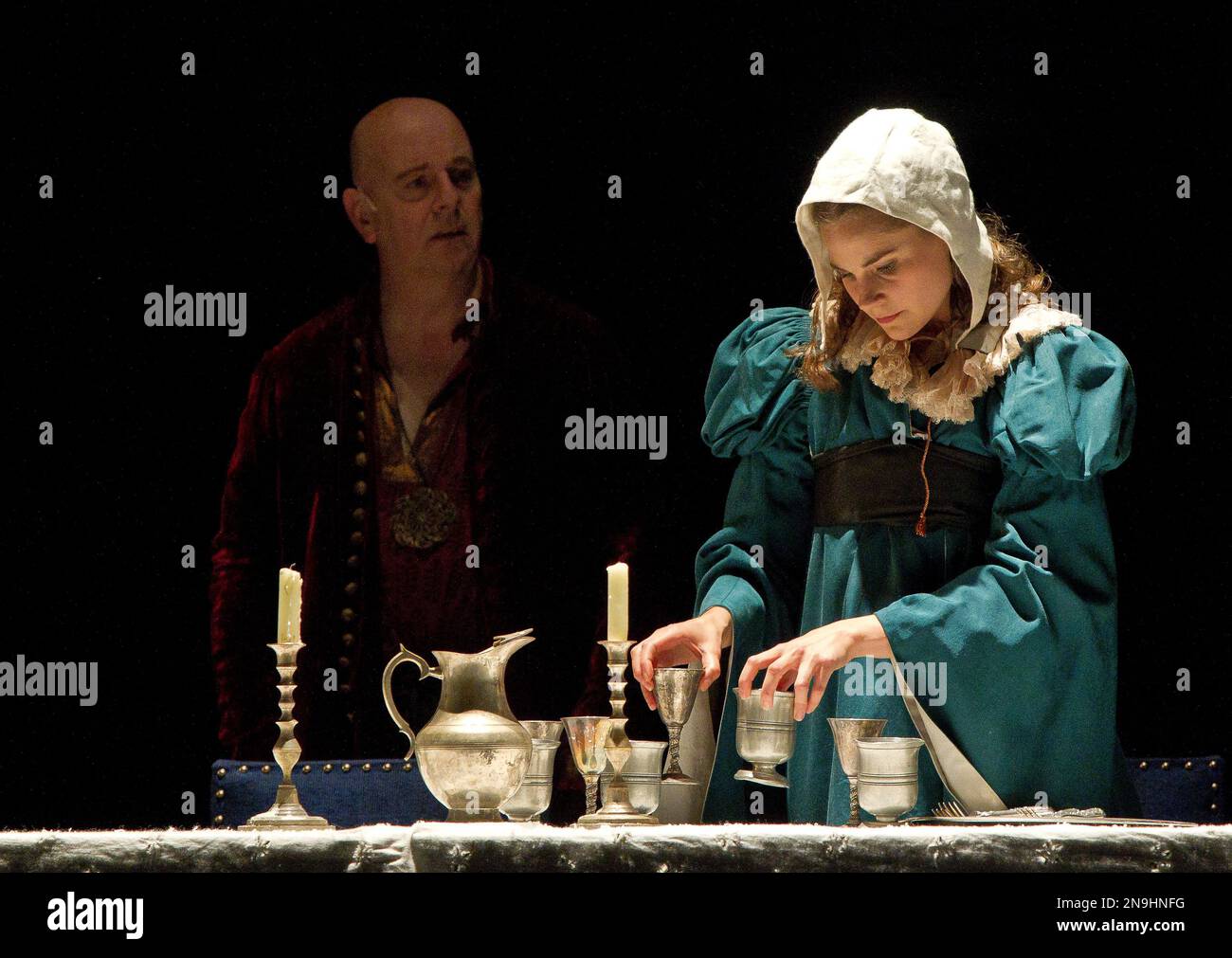 Actors Christopher Robson who plays Kelley, left, and Clemmie Sveaas ...