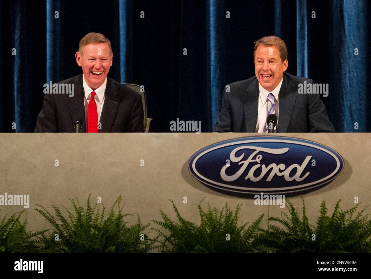 Executive Chairman for Ford Motor Company William Ford, right, and Ford President and CEO Alan ...