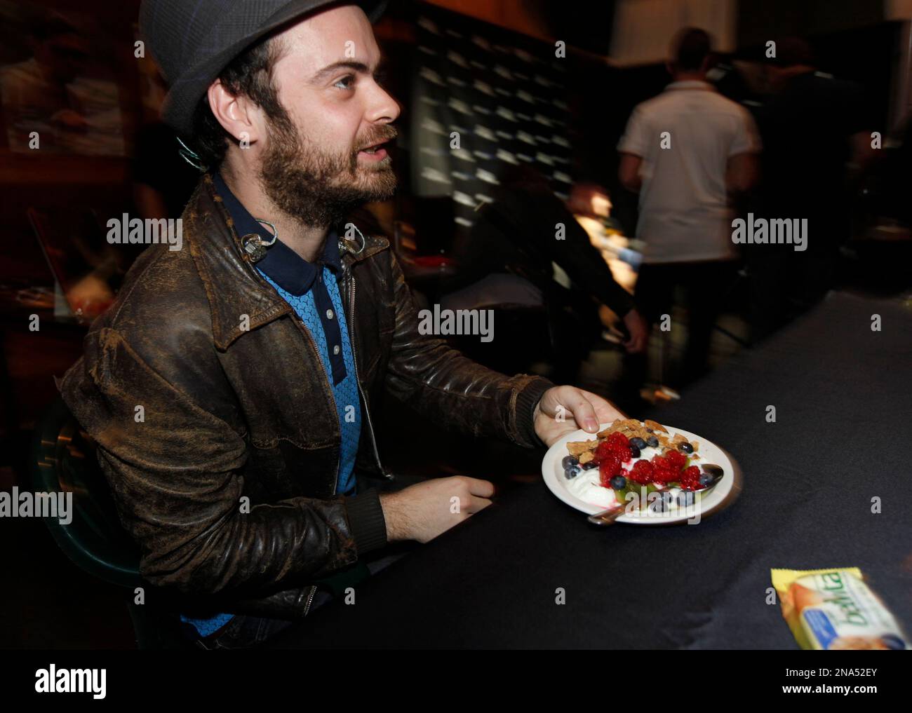 Kaiser Chiefs keyboard player Nick Baines samples some of the belVita ...