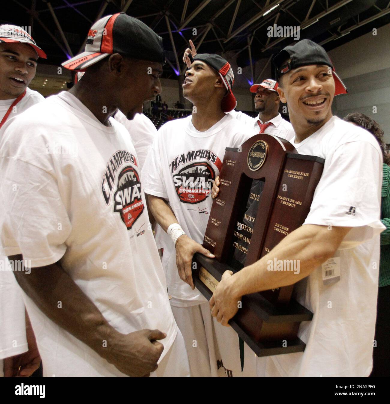 Mississippi Valley State's William Pugh, left, Terrence Joyner, center ...