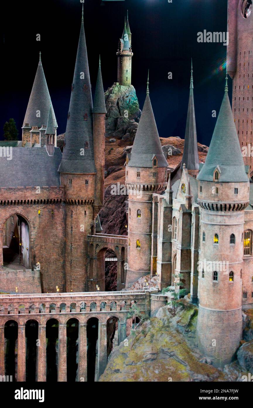 A model of Hogwarts castle from the Harry Potter film series is ...