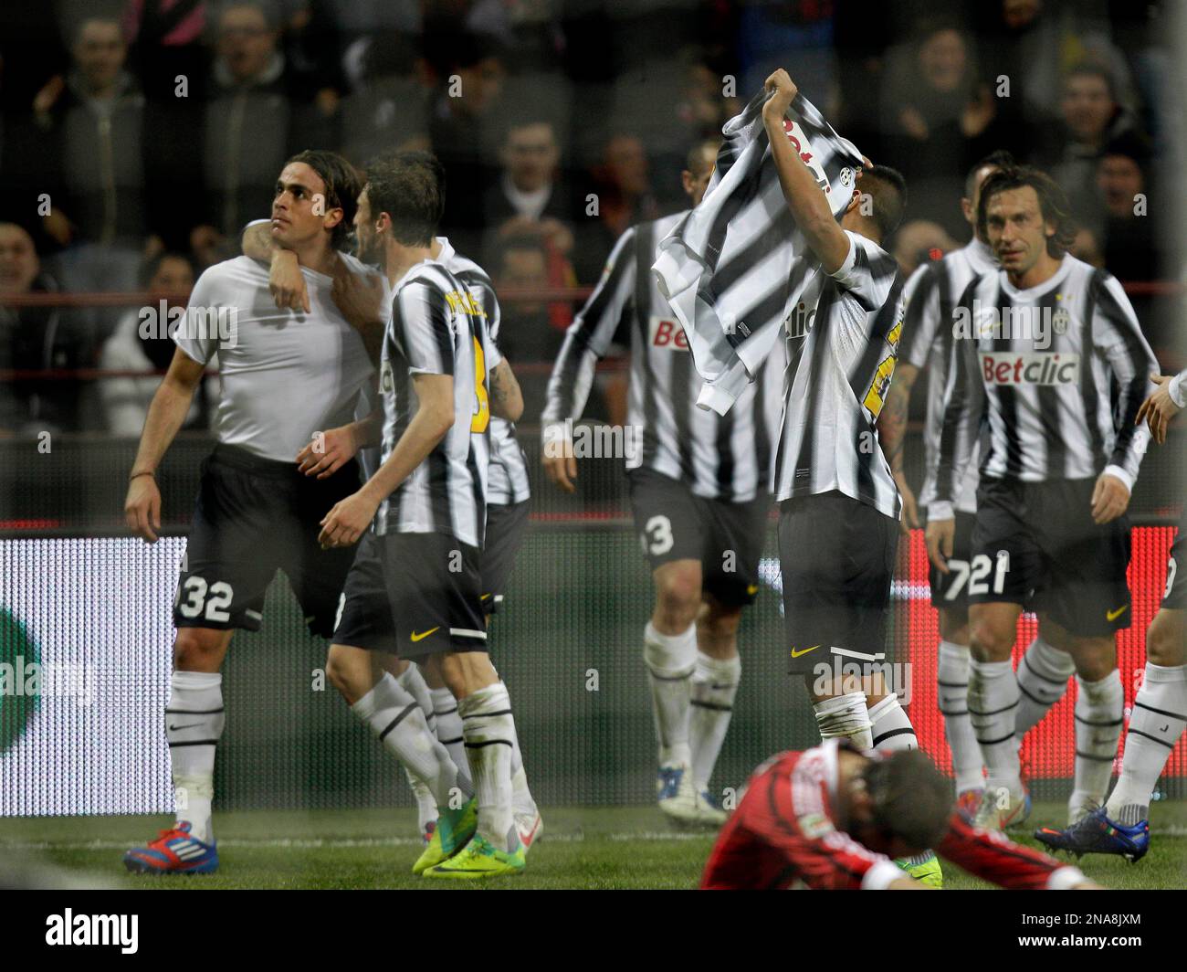 Juventus forward Alessandro Matri, right, celebrates with his teammates ...