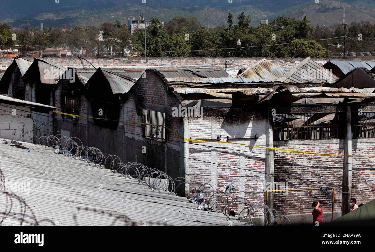 Buildings stand charred after a deadly fire in the prison in Comayagua ...