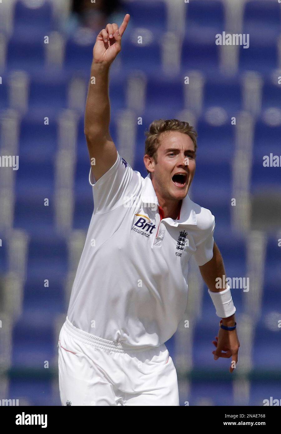 England's bowler Stuart Broad celebrates taking the wicket of Pakistan ...