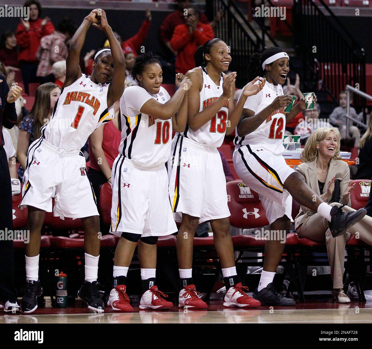 Maryland players, from left, Laurin Mincy, Anjale Barrett, Alicia ...
