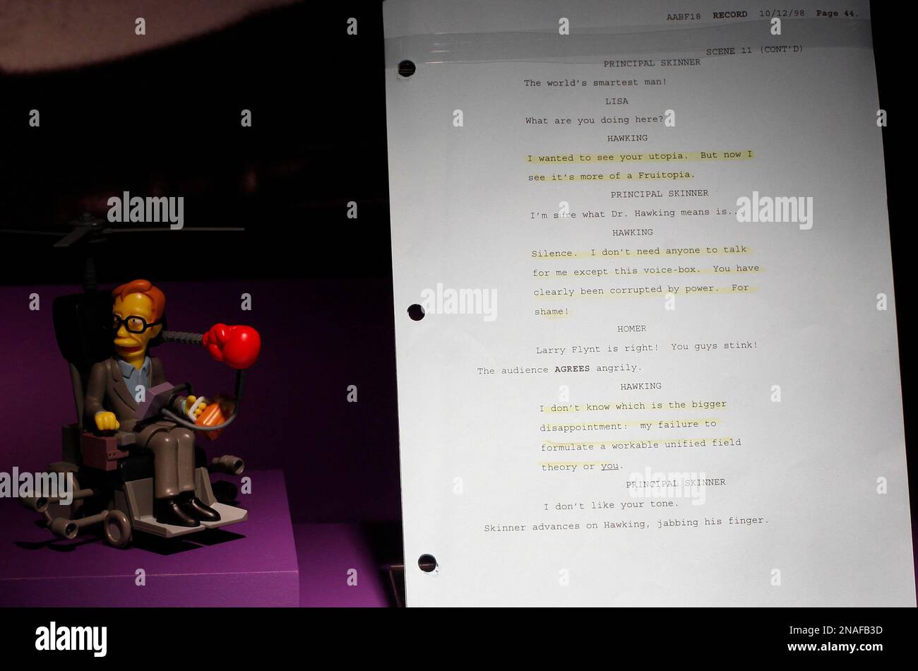 A marked script from a December 1998 recorded TV cartoon show 'The ...