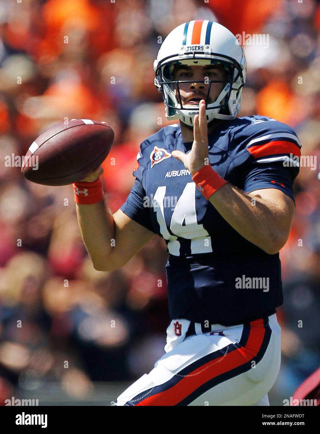 In this Sept. 10, 2011, photo, Auburn quarterback Barrett Trotter (14 ...