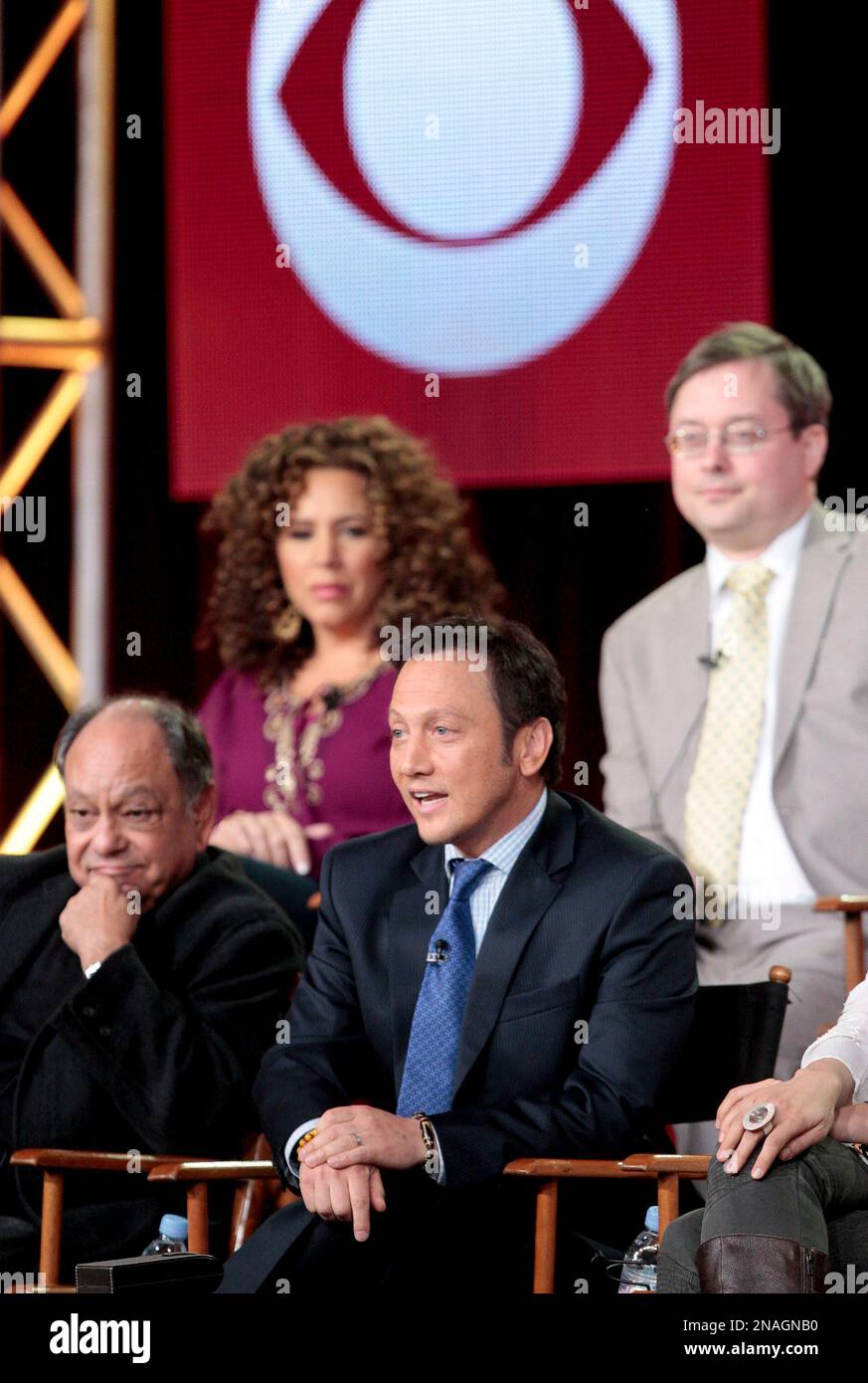 Co-creator/executive producer Rob Schneider, front right, speaks as ...