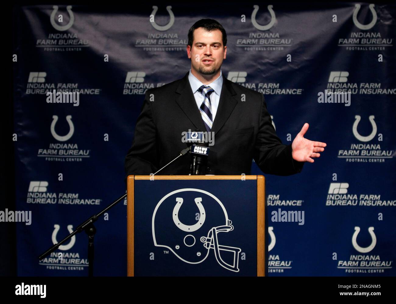 New Indianapolis Colts general manager Ryan Grigson speaks during a ...