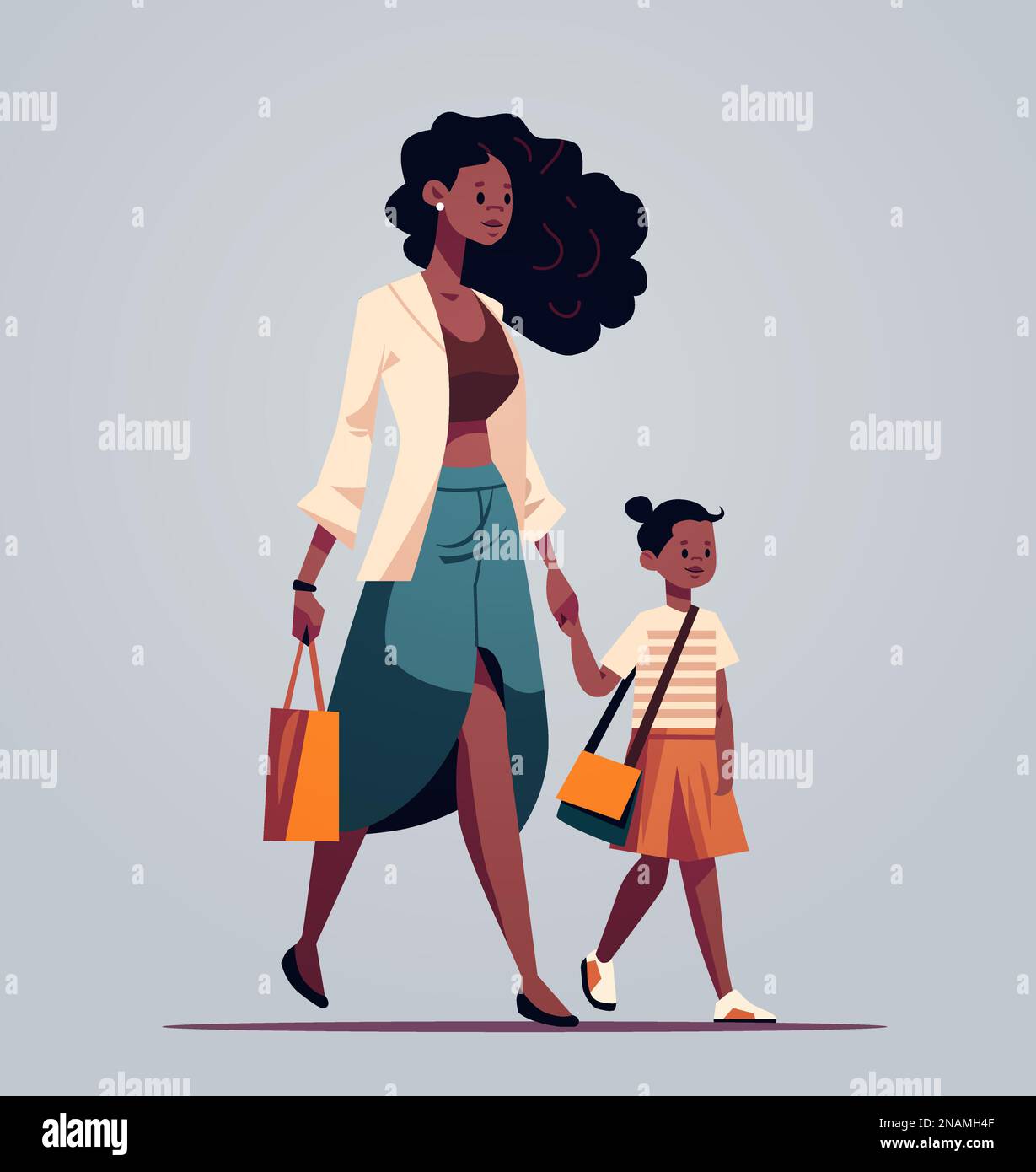 Mutter und schulmädchen Stock-Vektorgrafiken kaufen - Alamy