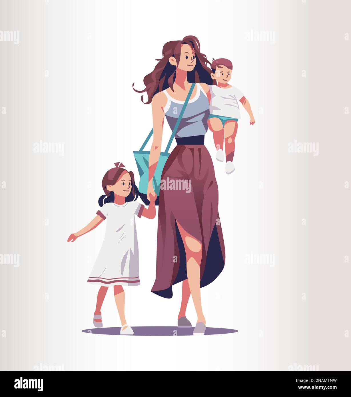 Mutter und schulmädchen Stock-Vektorgrafiken kaufen - Alamy