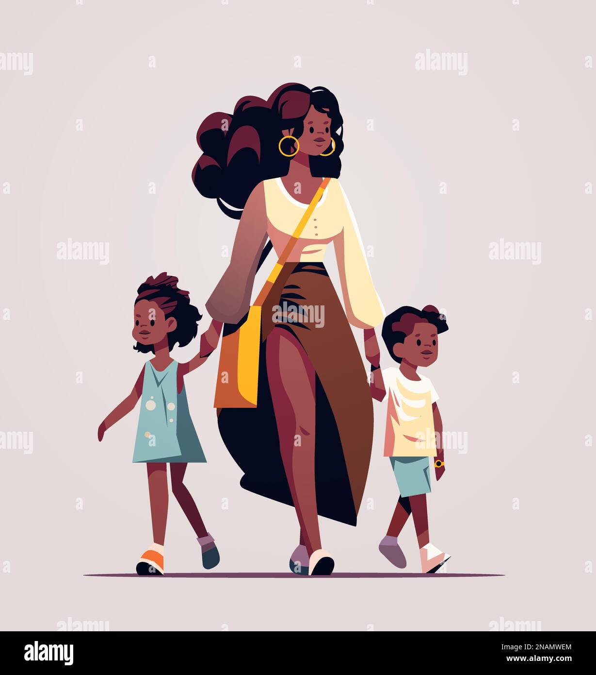 Mutter und schulmädchen Stock-Vektorgrafiken kaufen - Alamy