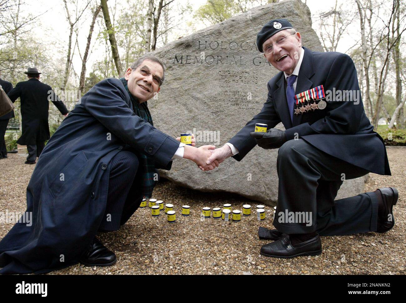 Rudi Oppenheimer, left, a survivor of the Bergen-Belsen Nazi ...