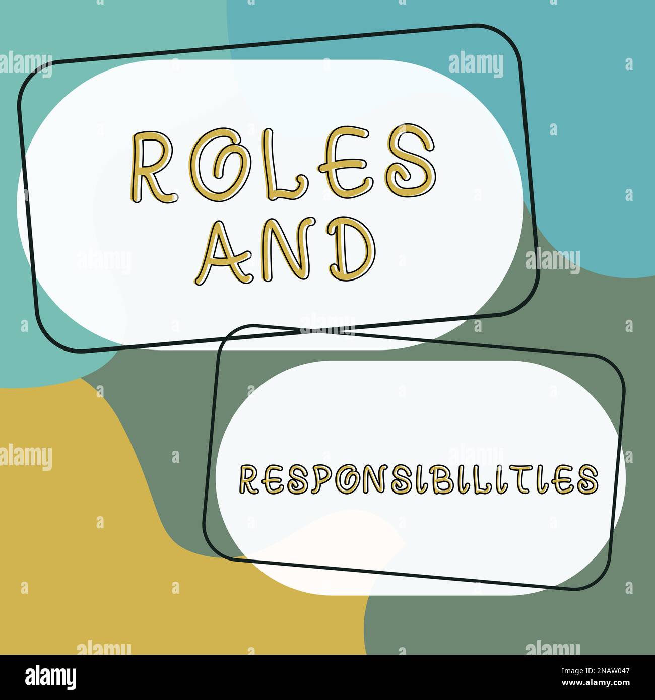 Textüberschrift mit Rollen und Verantwortlichkeiten. Geschäftskonzept ...