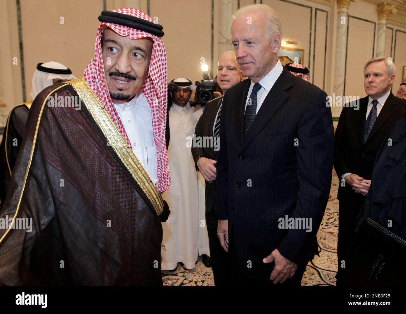 U.S. Vice President Joe Biden, right, offers his condolences to Prince ...