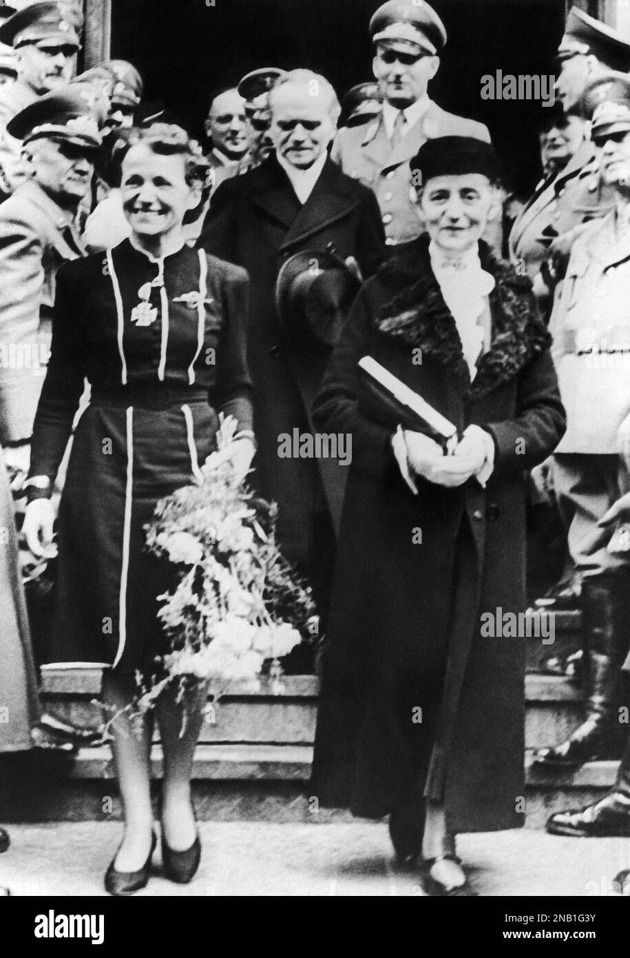 Wearing the Iron Cross awarded her by Adolf Hitler, aviation Captain ...