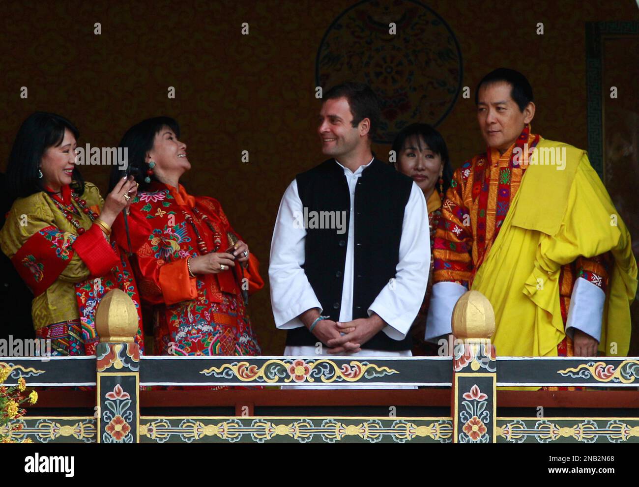 Indian Member of Parliament Rahul Gandhi, third from right, is ...