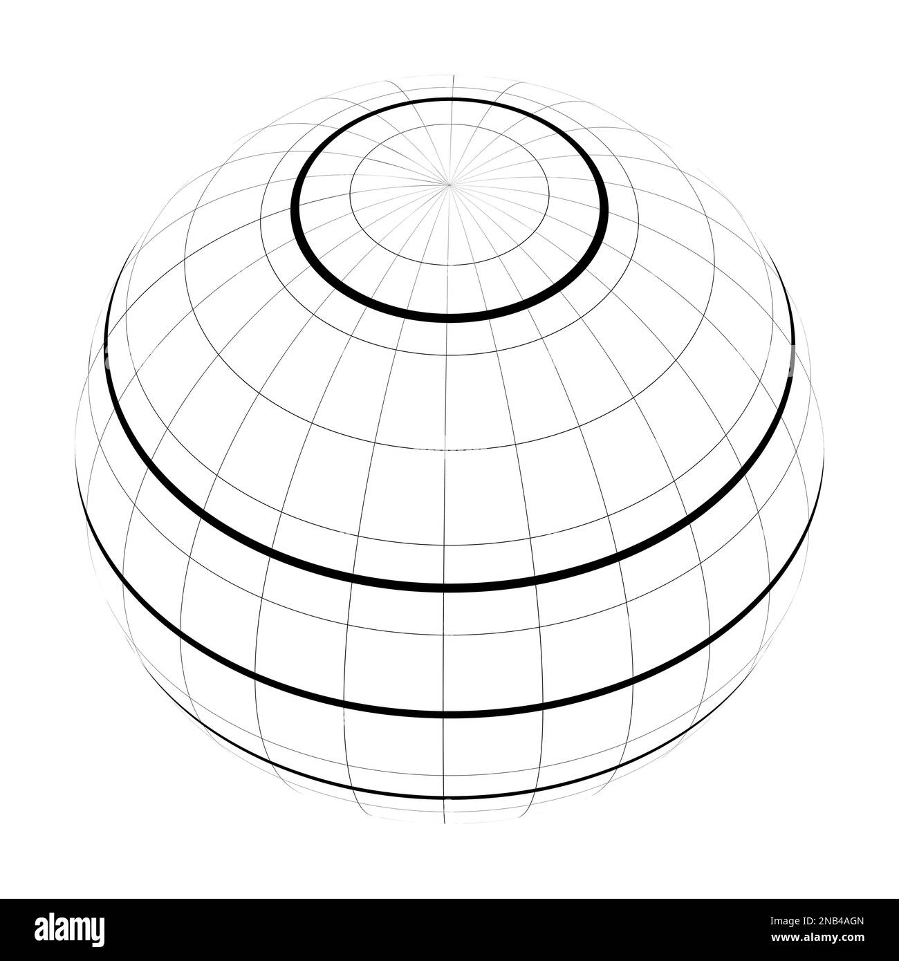 Erdplanetenglobalgitter aus Meridianen und Parallelen oder Breiten- und ...