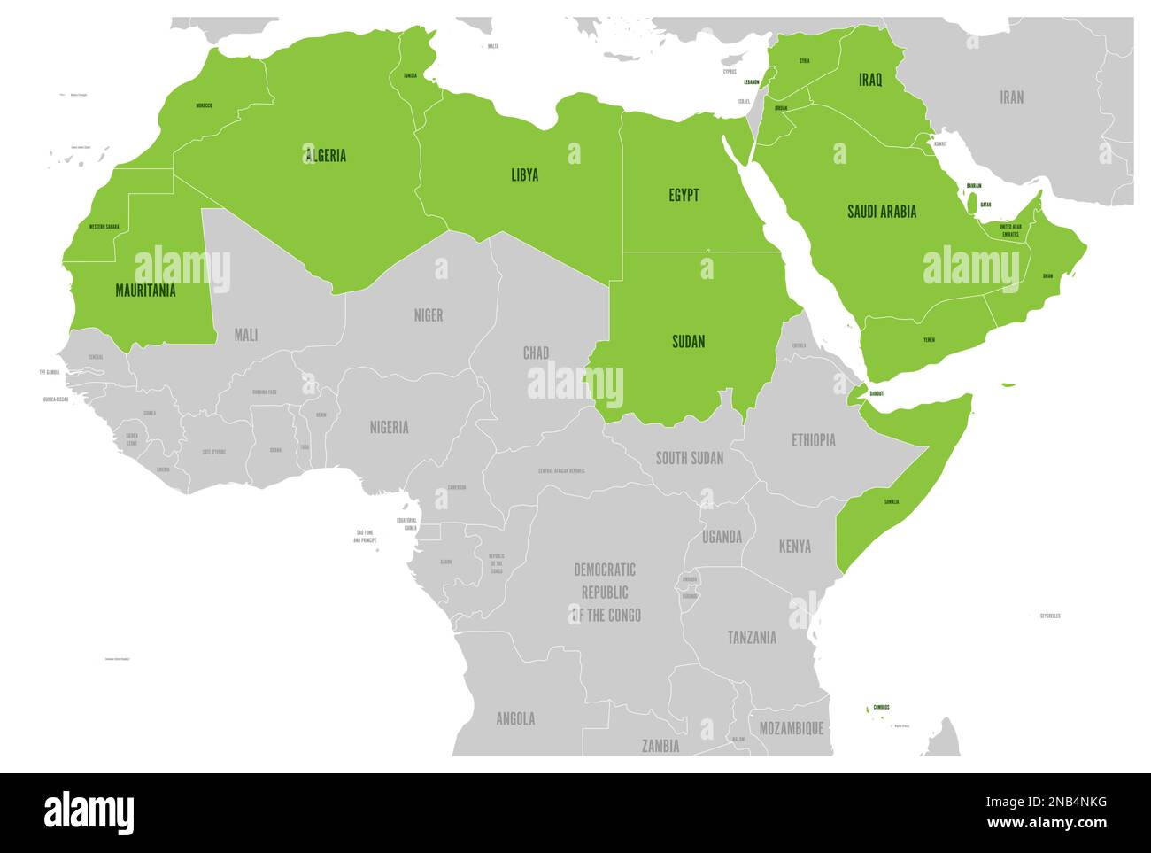 Arabische Welt Staaten politische Karte mit erhellten 22 ...