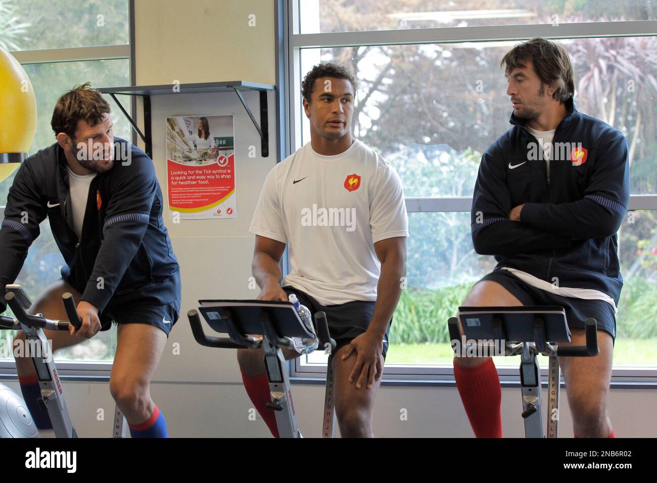 French rugby players from left, Lionel Nallet, Thierry Dusautoir, and ...