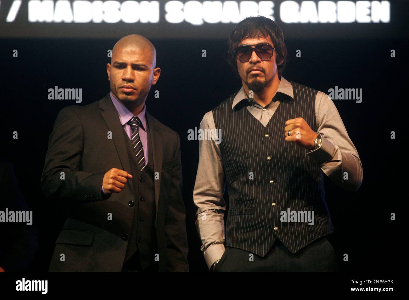 Reigning WBA Super Welterweight Champion, Miguel Cotto, left, of Puerto ...