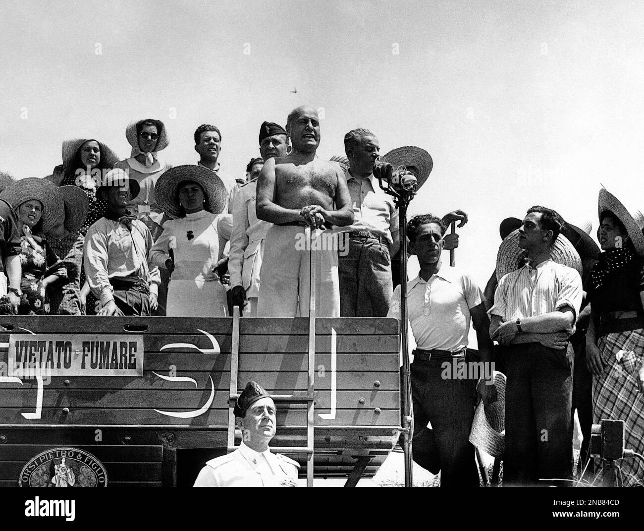Dictator Benito Mussolini took part in the inauguration of the wheat ...