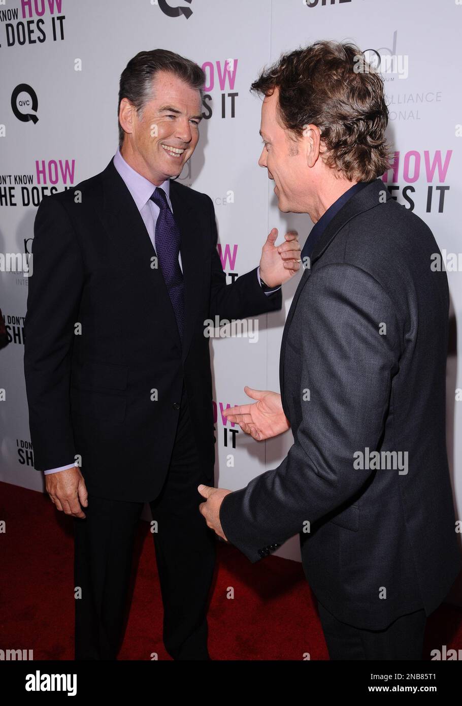 Actors Pierce Brosnan, left, and Greg Kinnear attend the Cinema Society premiere of "I Don't ...