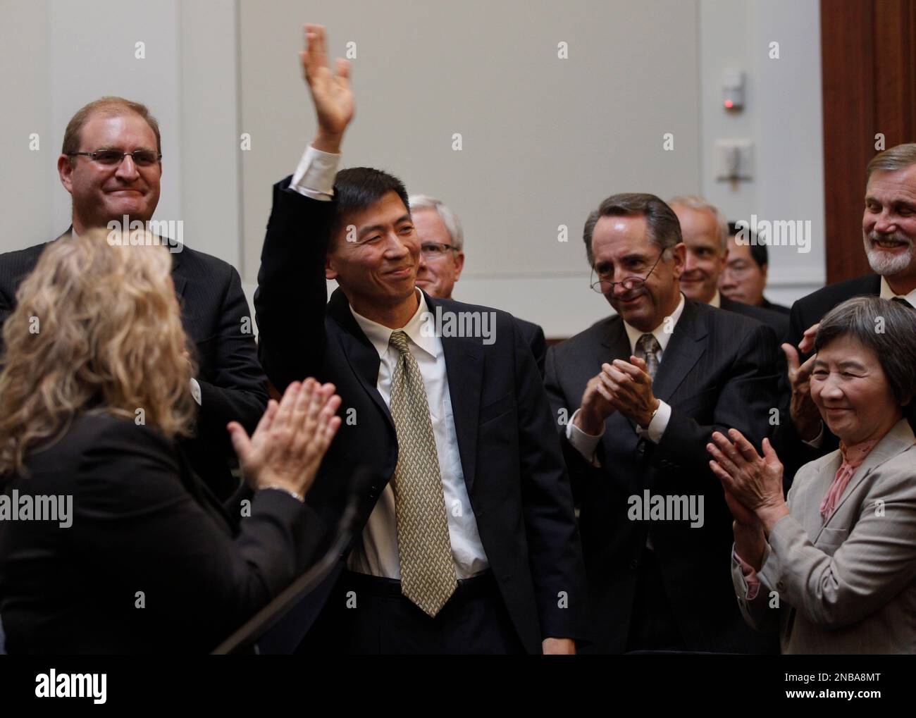 University of California, Berkeley law professor Goodwin Liu waves ...