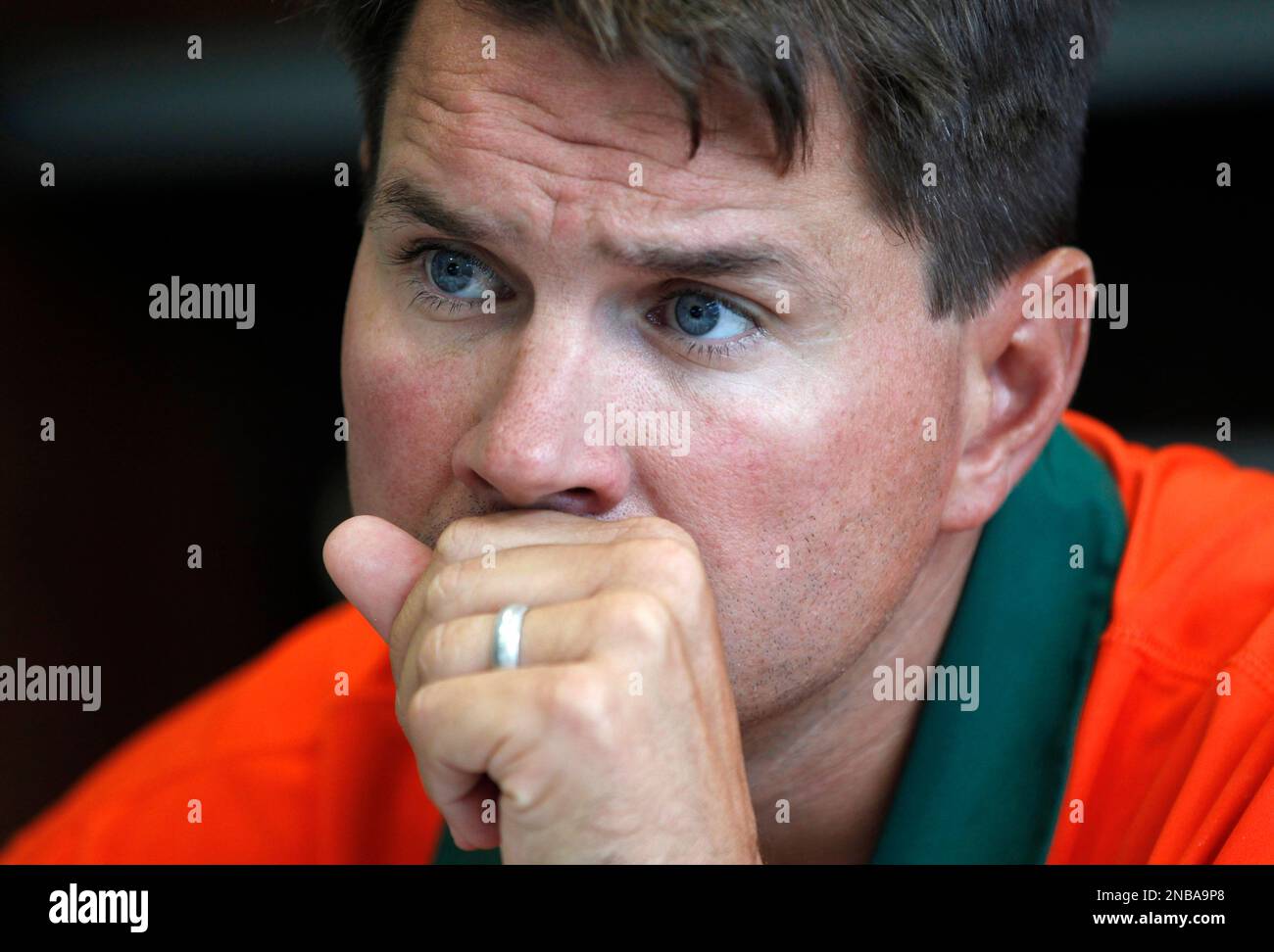 University of Miami head coach Al Golden speaks during an interview in ...