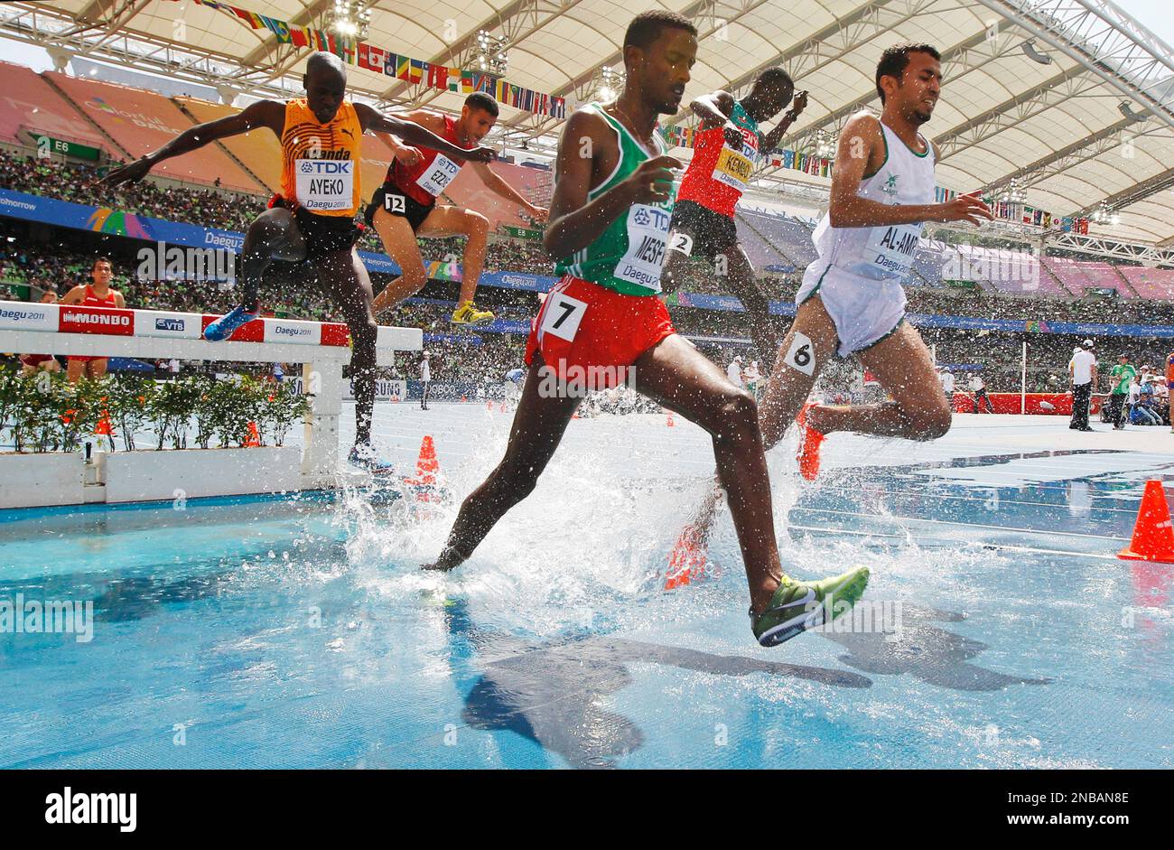 From right, Saudi Arabia's Ali Ahmed Al-Amri, Kenya's Ezekiel Kemboi ...
