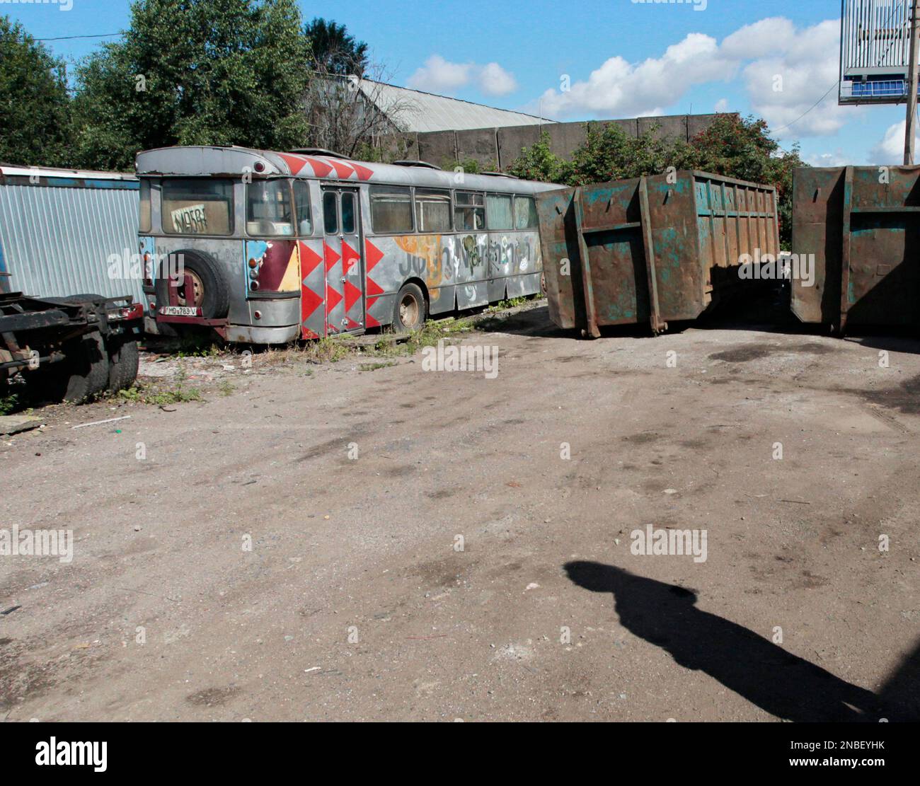 In this photo made Thursday, July 14, 2011, a bus stands at a parking ...