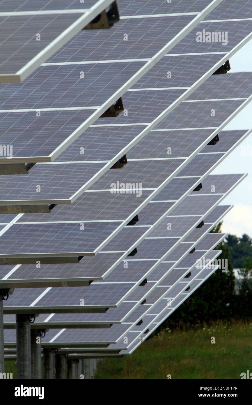 Solar trackers are seen on Wednesday, July 27, 2011 in South Burlington ...