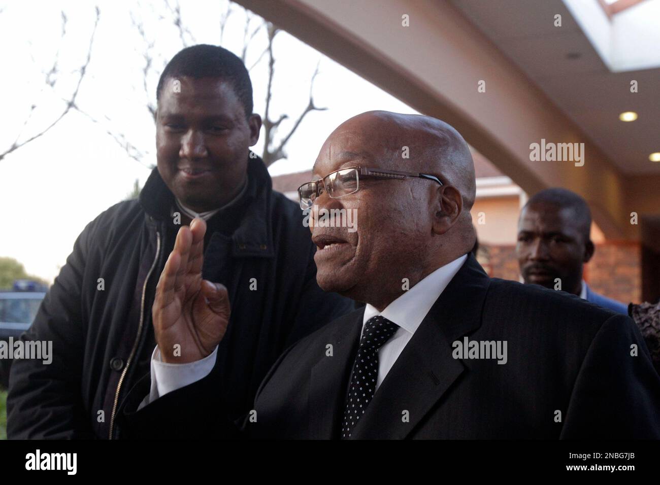 South African President Jacob Zuma, right, stands next to Mandla ...