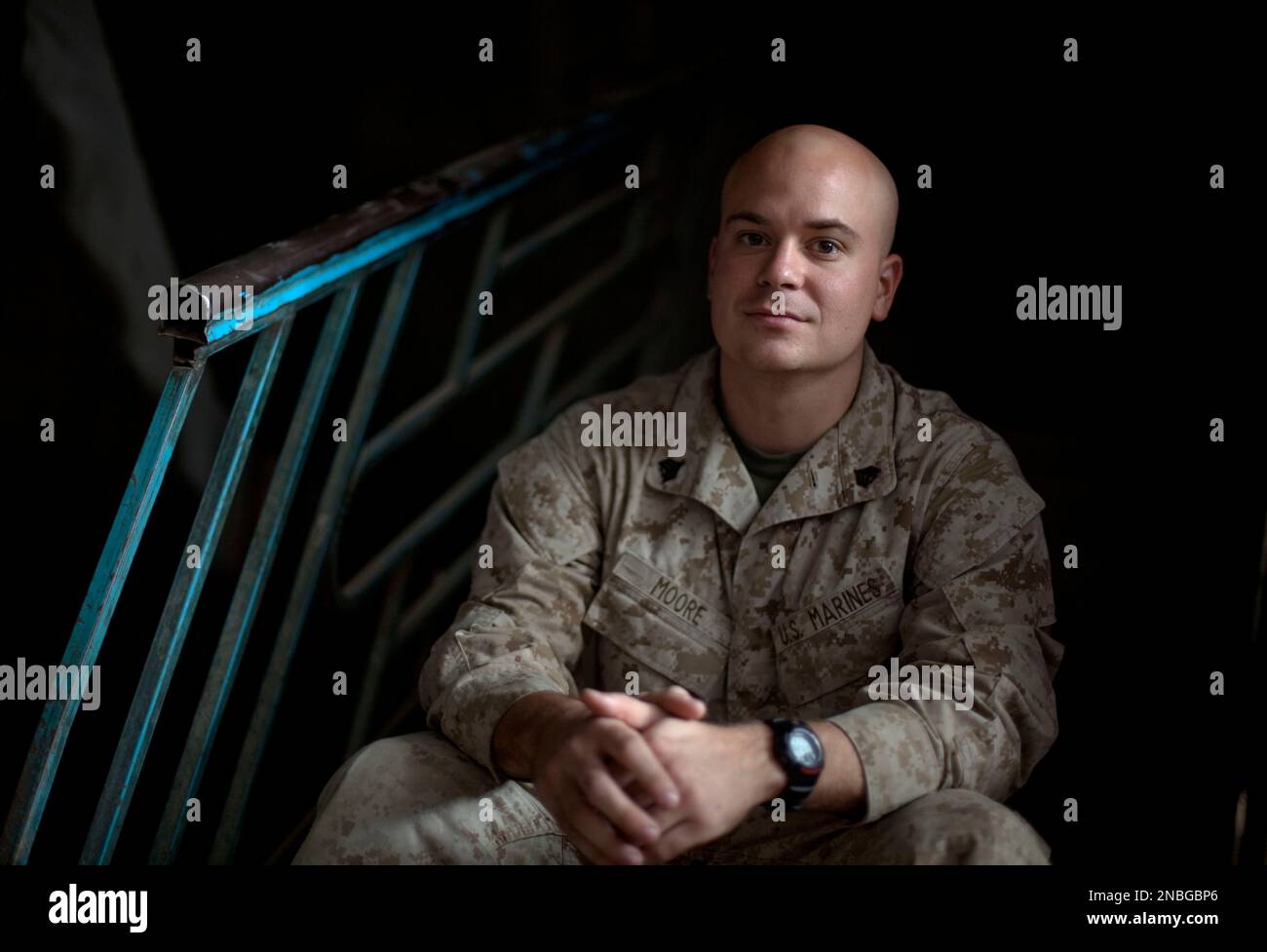 U.S. Marine Sgt. Scott Moore, 27, of Grove City, Pa., with the 3rd ...