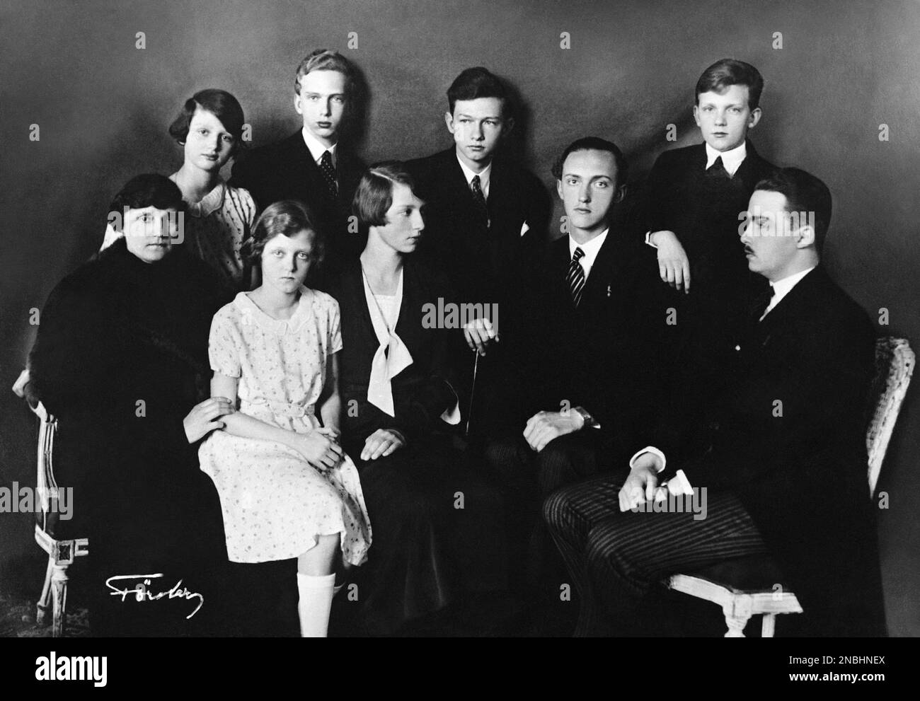 The exiled Habsburg family pose at Steenockerzeel Castle in Belgium on ...