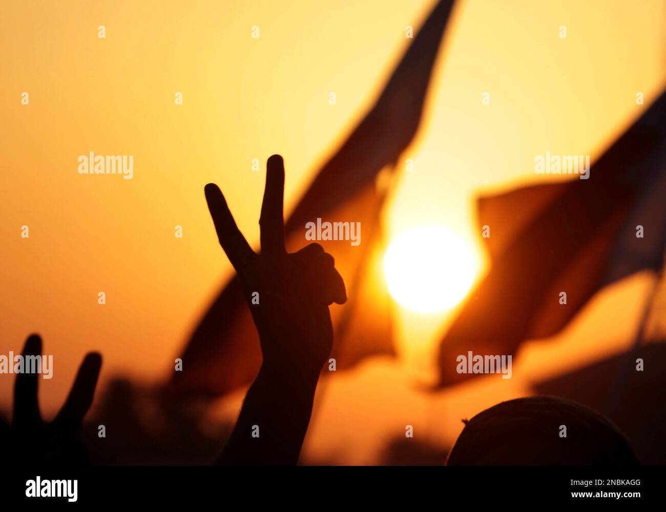 FILE - Anti-government protesters wave Bahraini flags and gesture as ...