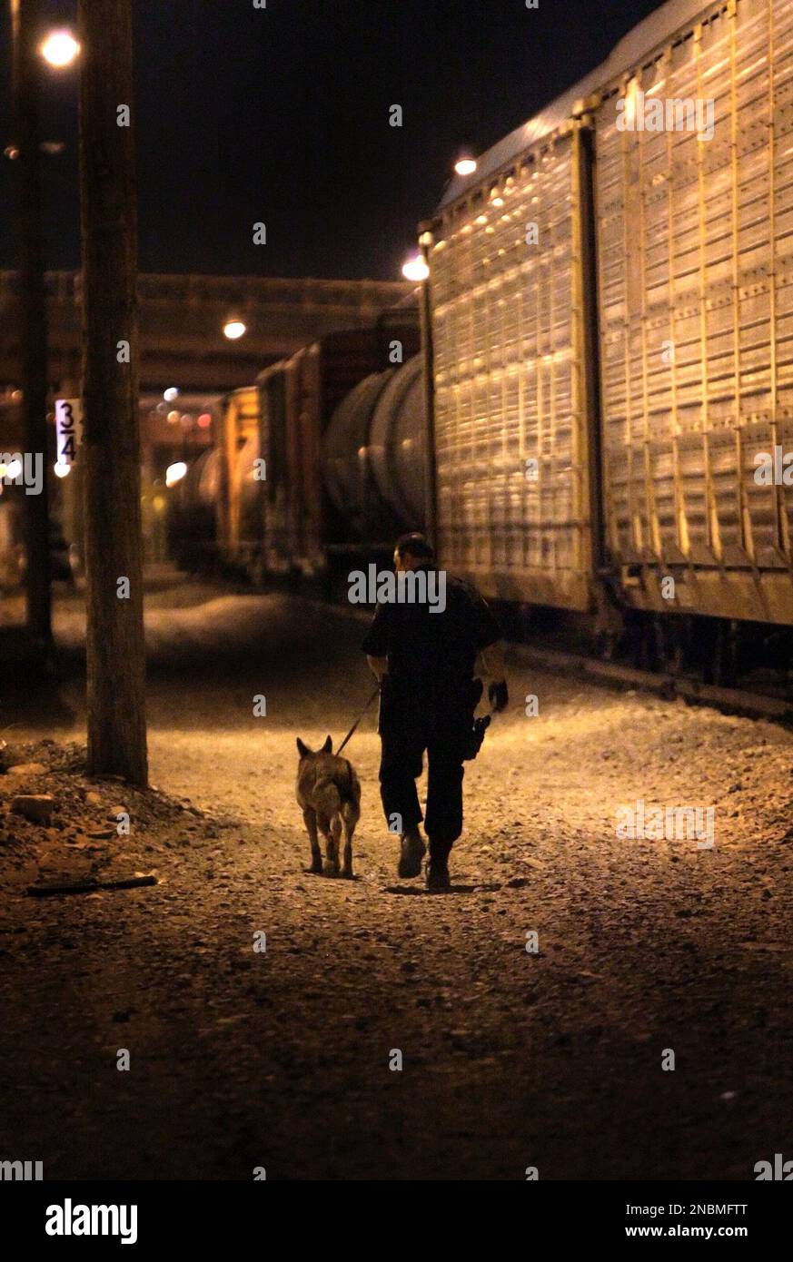 In this April 17, 2011 photo, a train enters a secondary inspection as ...
