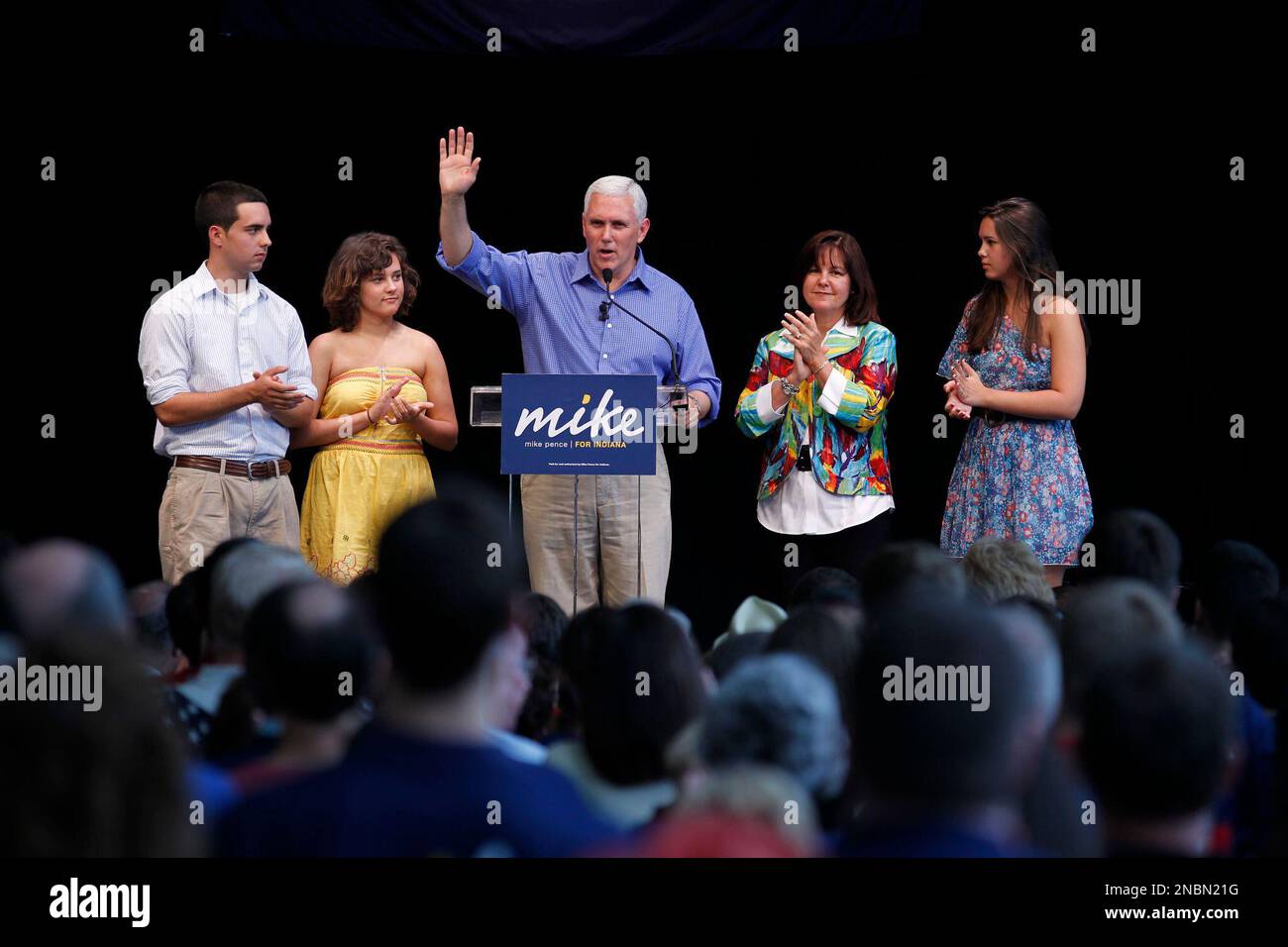 Rep. Mike Pence, center, R-Ind., surround by his family, left to right ...