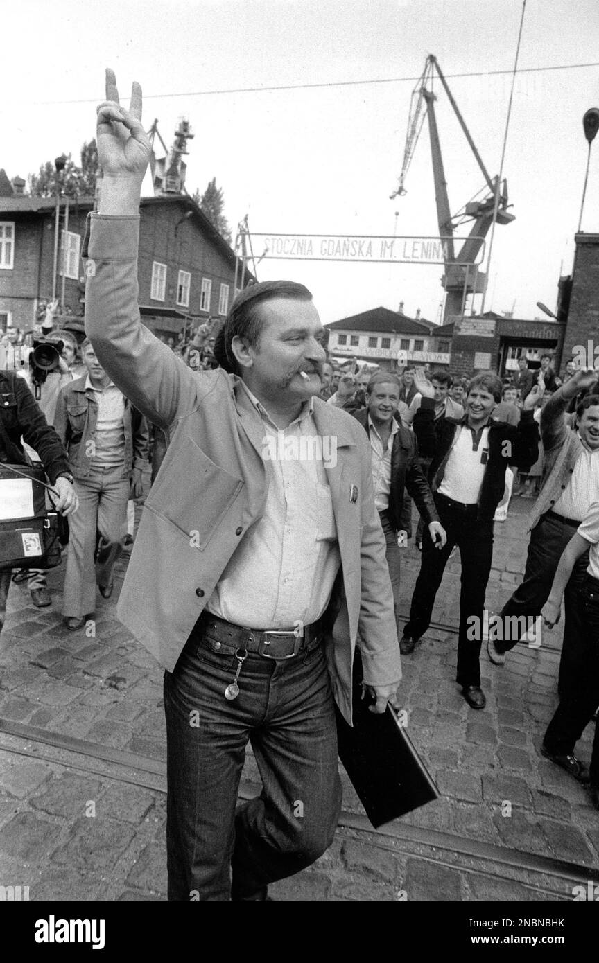 FILE - The June 17, 1983 file photo shows Lech Walesa, leader of the ...