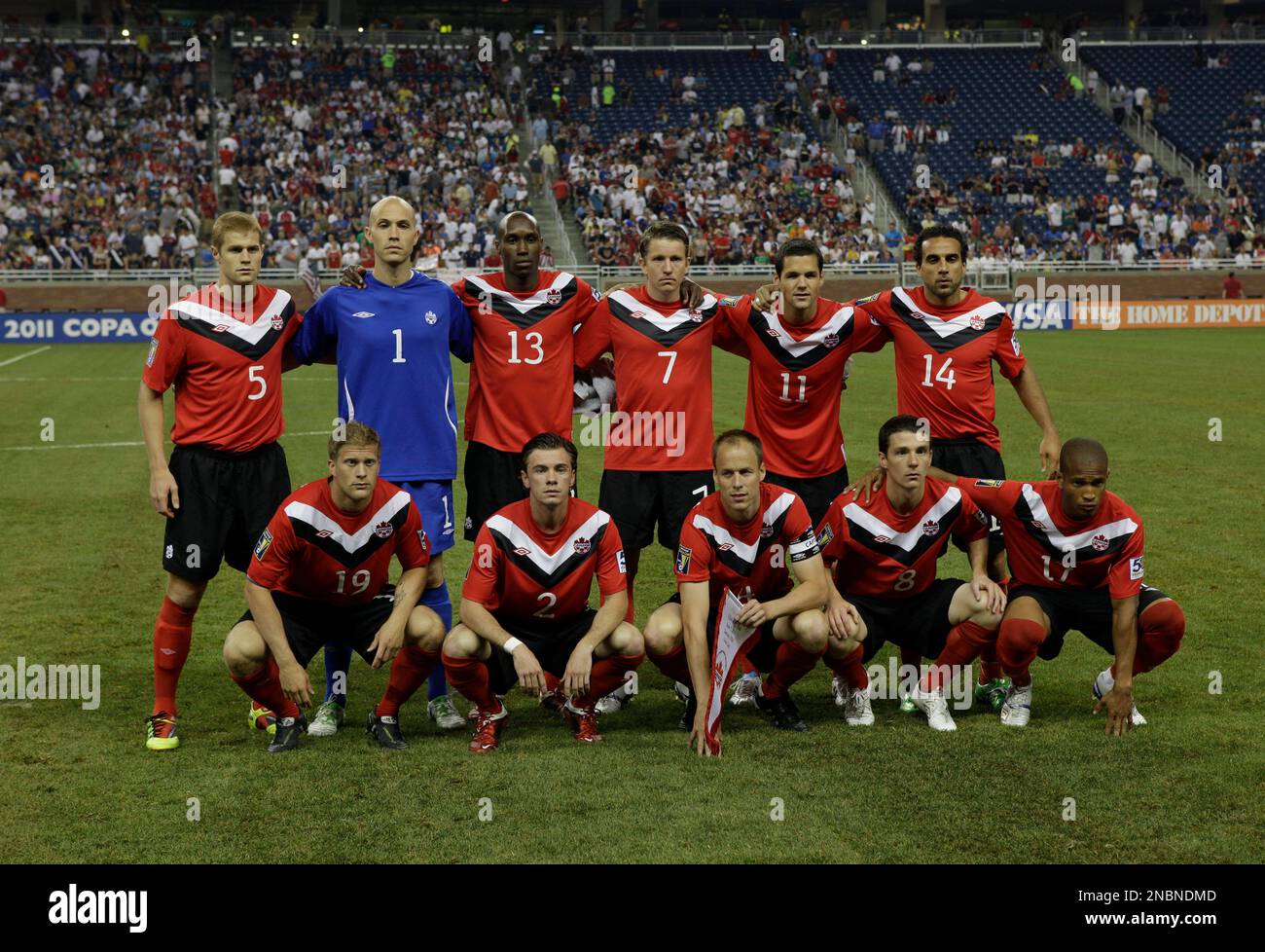Canada's starting 11 pose for a photo before their CONCACAF Gold Cup ...