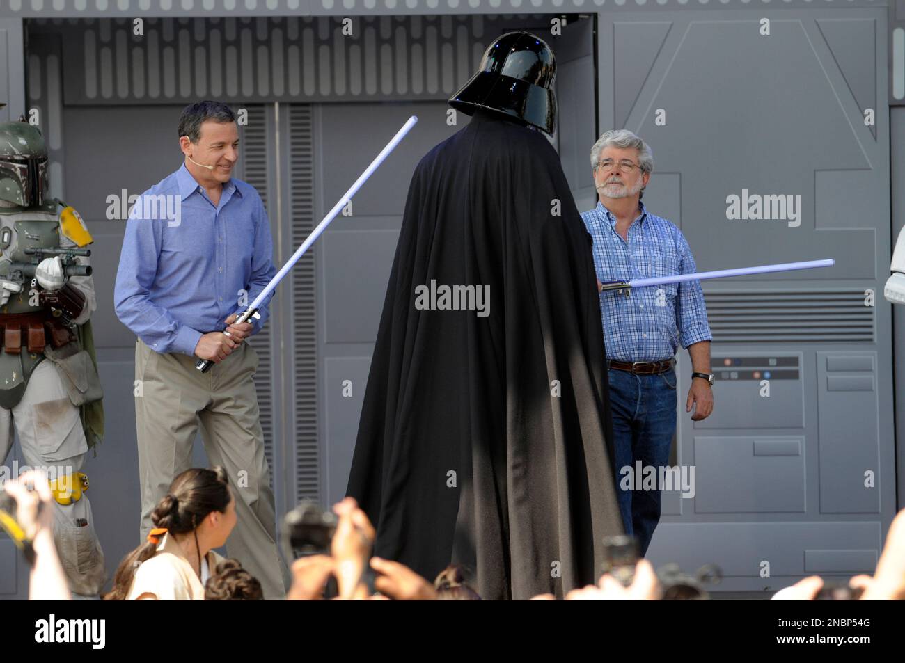 Disney CEO Robert Iger, second from left, and Star Wars creator George ...